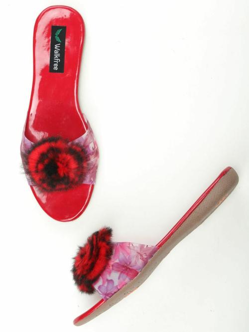 Buy Walkfree's Trendy Red Flat Sandals For Women Online at Best Prices ...