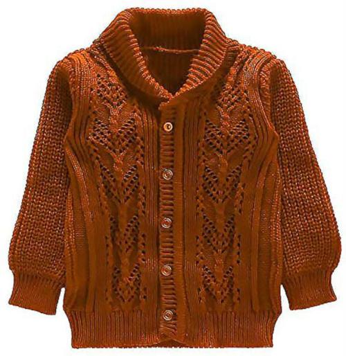 Buy Little Angels Boys And Girls Rust Full Sleeves Front Open Sweaters ...