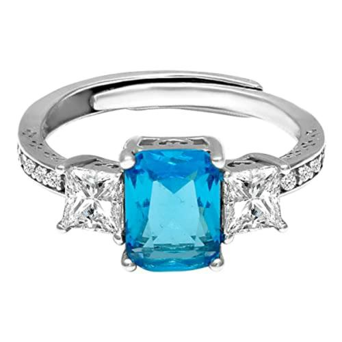 Buy Giva Sterling Silver Adjustable Aqua Blue Baguette Ring Online at Best Prices in India ...