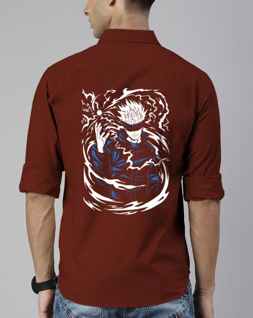 Buy BROON Men Printed Casual Rust Full Sleeve Shirt Online at Best ...