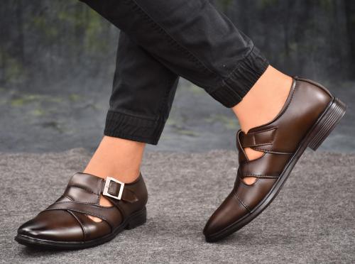 Buy Men's Synthetic Leather Comfortable Roman Sandals Online at Best ...