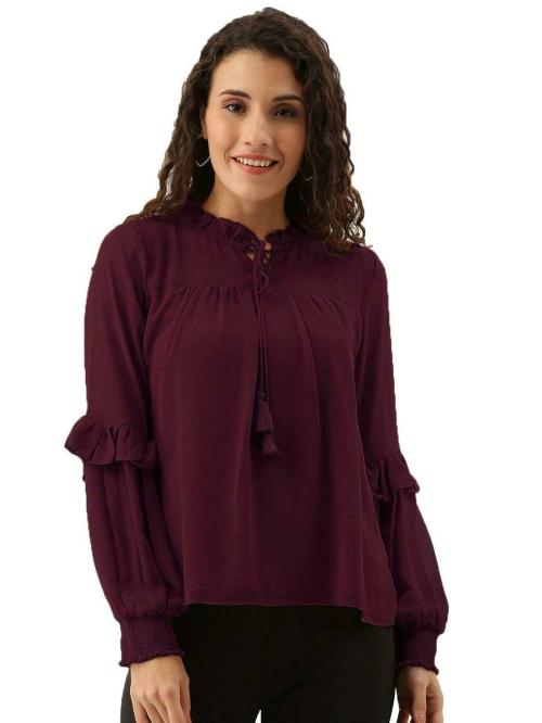 Buy Retrovis Women Violet Solid Tops M Online at Best Prices in India ...