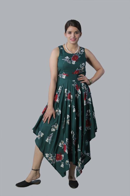 Buy Lilyn Women Green Georgette A-Line Dress (XL) Online at Best Prices ...