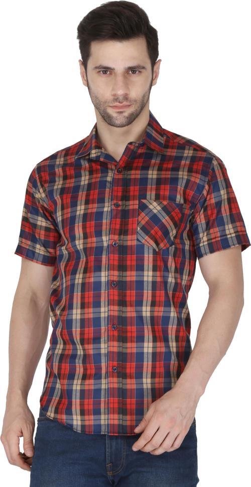 Buy PP SHIRTS Men Multicolor Checkered Cotton Blend Spread Casual Shirt ...