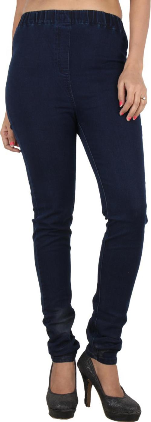 Buy Danbro Women Dark Blue Solid Denim Lycra Blend Jegging (4Xl) Online ...