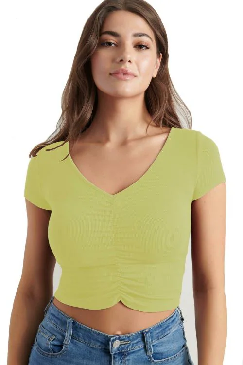 Buy THE BLAZZE_Women Cotton Blend Light Green Top_XL Online at Best ...