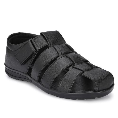 Buy Dazzer 814 Black Velcro Synthetic Roman Sandal For Men Size UK 9 ...