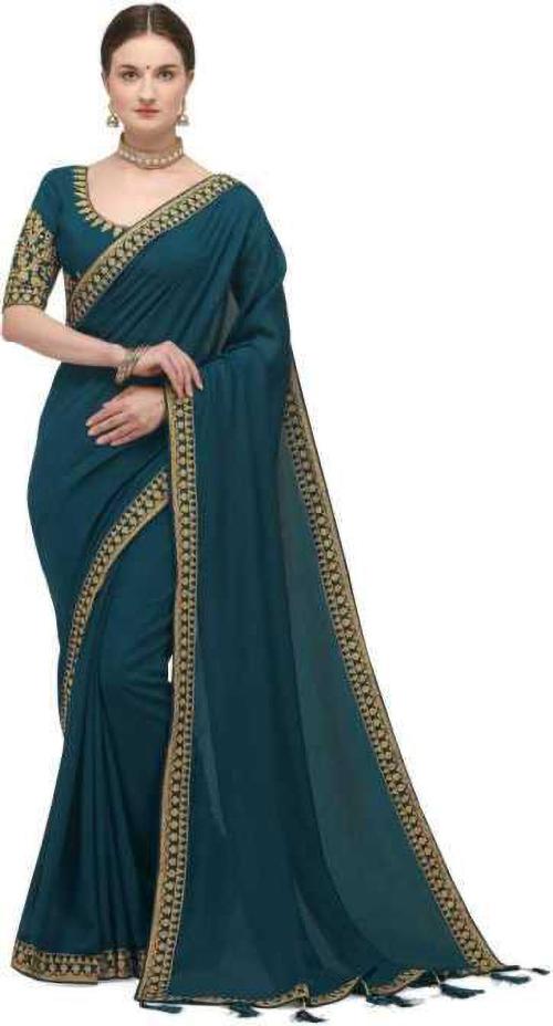Buy Zaqe Zone Women Light Green Embroidered Pure Silk Bollywood Sarees Online at Best Prices in ...