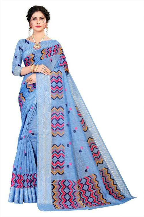 Buy SAREYA VEELA Daily Wear Women Beige Printed Cotton Silk Sarees ...