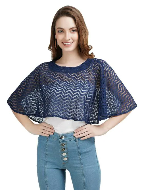 Buy PepTrends Women Navy Cropped net Cape - S Online at Best Prices in ...