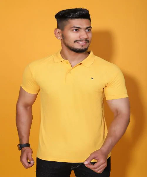 Buy Veltick Men Solid Polo Neck Yellow T-Shirt Online at Best Prices in India - JioMart.
