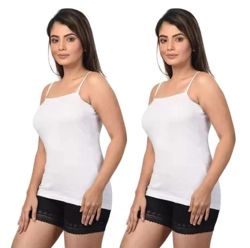 Buy eDESIRE Women's Cotton Camisole Slip Detachable / Removable Straps ...