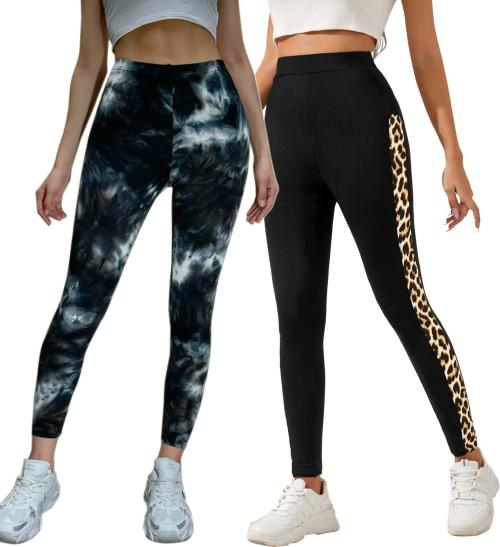 Buy Alisba Women Multicolor Animal Print Lycra Blend Pack Of 2 Jegging ...
