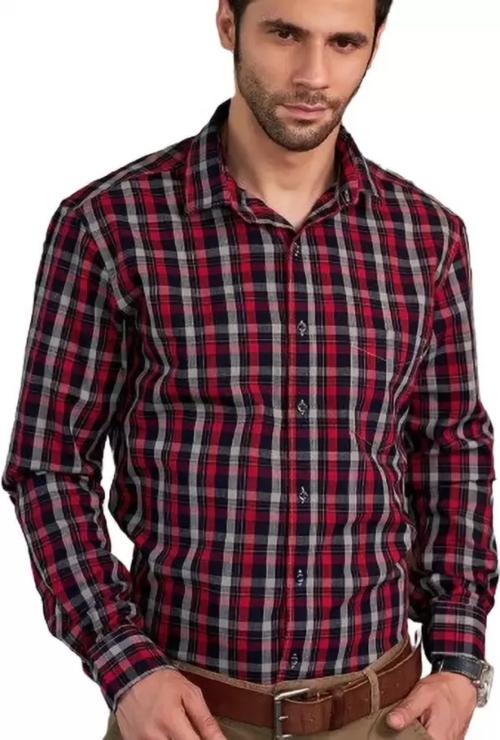 Buy B WOLVES Men Regular Fit Checkered Spread Collar Casual Shirt ...