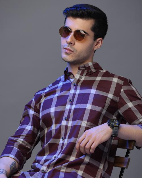 Buy FOGA CLOTHING--Mens Twill Checked Casual Shirt Online at Best ...
