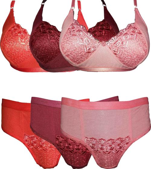 Buy Yana Women Multicolor Self Design Cotton Blend Set Of 3 Bra And ...