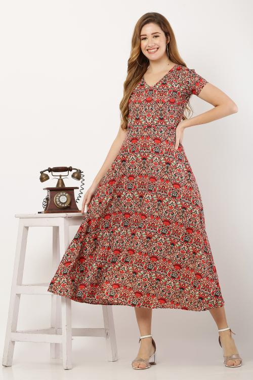 Buy SSS89 Women Red Frock Dress Online at Best Prices in India - JioMart.