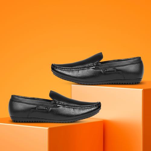 Buy Golden Lion Loafer shoes men leather |Genuine Leather Black Casual ...