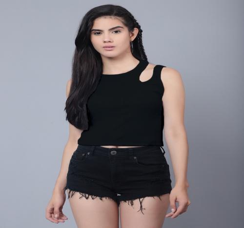 Buy Shylina Women Casual Rib Deep Sleeveless Cutout Crop Top A32 Online ...