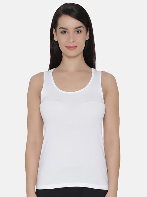 Buy Clovia White Solid Cotton Single Tank Top Online at Best Prices in ...