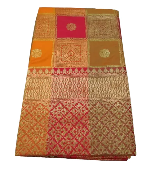 Buy CRAFTONI Barfi Design Kanjivaram Pure Silk Saree for Women With ...