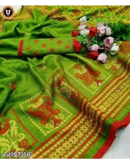 Buy any designers Women Green Booti Work Jute Silk Bollywood Saree ...