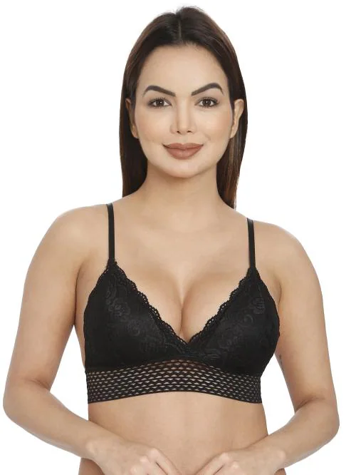 Buy ILRASO CINDY BLACK BRALETTE | LACE BRA | LIGHTLY PADDED | REMOVABLE PADDING Online at Best ...