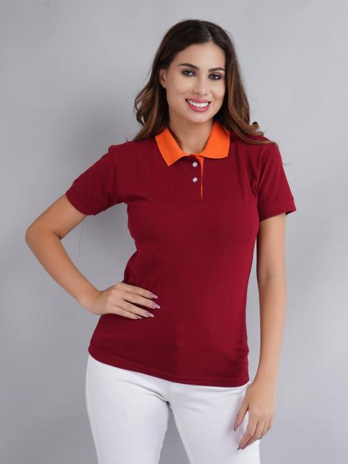 Buy The Pashupati Impex Women Cotton Polo T-shirt Mehroon Colour Online at Best Prices in India ...