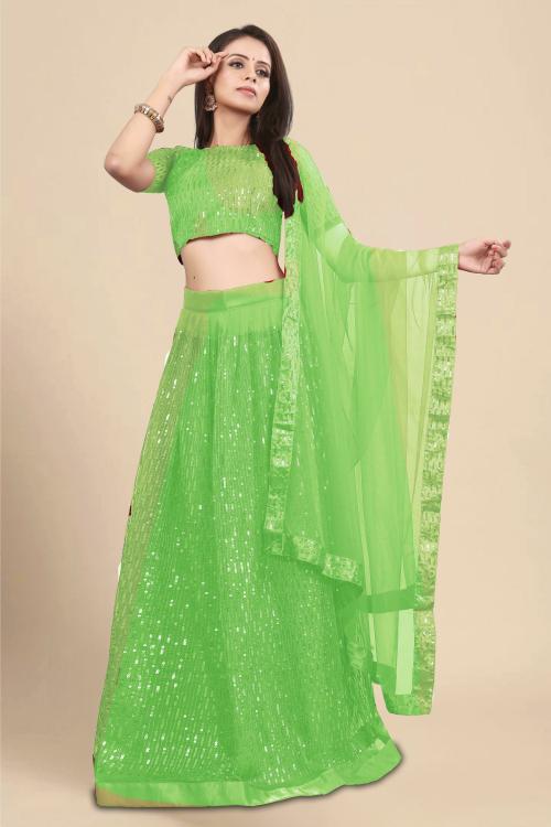 Buy Purimaa Women Light Green Embroidered Net Lehenga Choli Sets Online at Best Prices in India ...