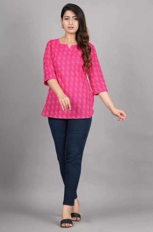 Buy Saicha Women Pink South Cotton Short Kurti Online at Best Prices in ...