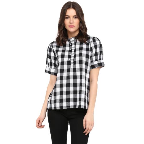 Buy One Femme Women's Checkered Puff Sleeves Pleated top Online at Best Prices in India - JioMart.