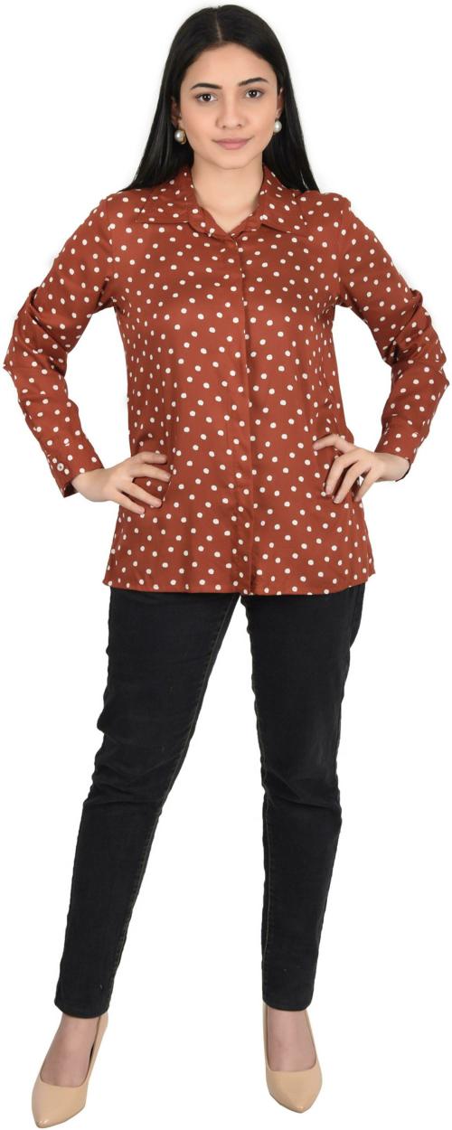 Buy SALETI Women Brown Polka Print Polycotton Shirt (XXL) l womens ...