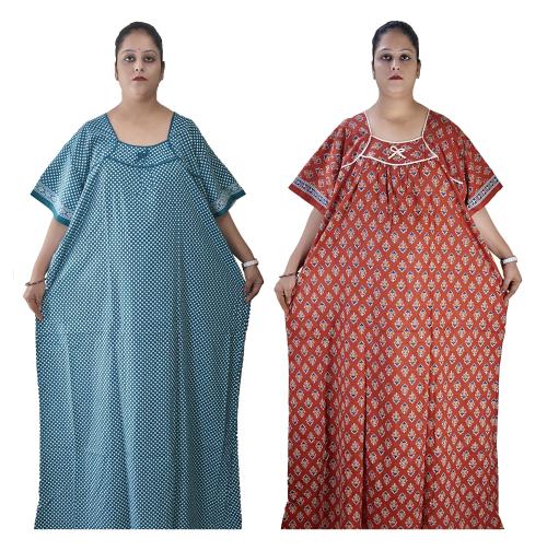 Buy BINDASS FEMALE COLLECTION Women's Printed Cotton Nighty Plus Size ...
