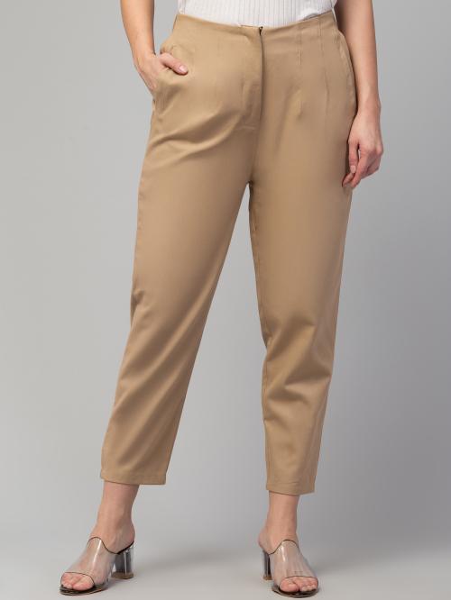Buy Glito Stylish Brown Regular Fit Front Pleated Trouser Pant for ...