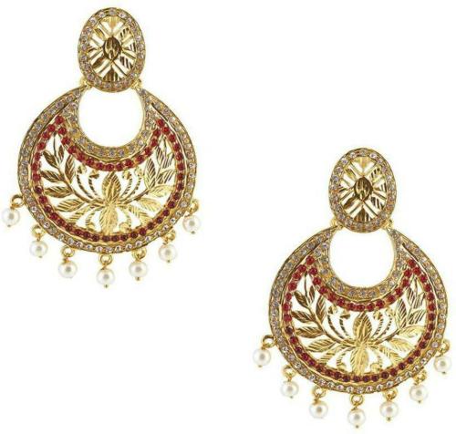 Buy Jewelmaze Alloy Gold-Plated Red Chandbali Earring (Women) Online at ...