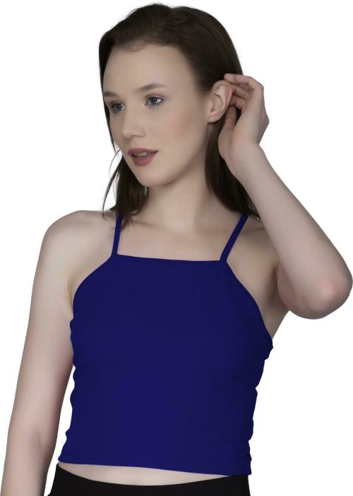 AD2CART_Women Lycra Blend Royal Blue Crop Top_S - JioMart