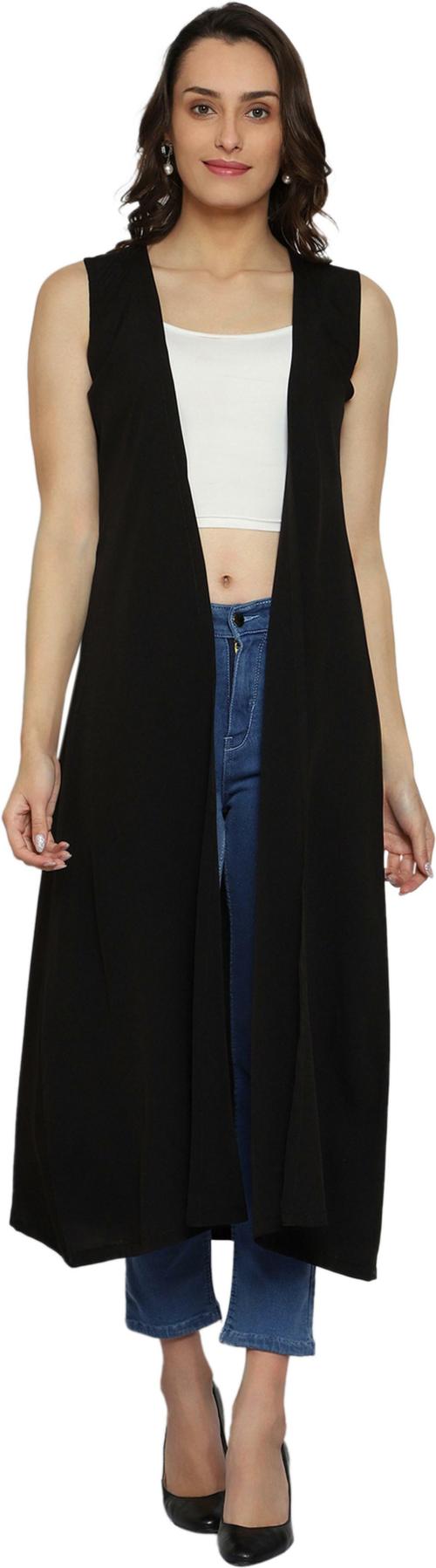 Buy Shirak Serving Princess Women Black Solid Polyester Shrug Online at ...
