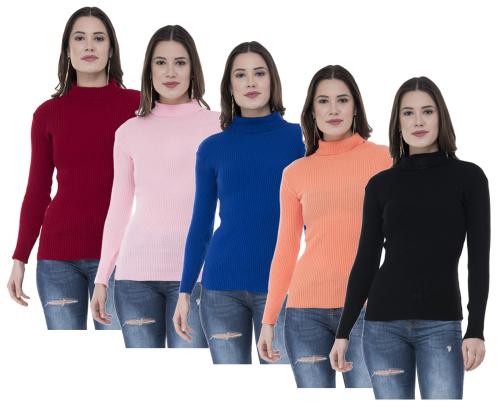 Buy IndiWeaves Women Woollen Warm Full Sleeves High Neck Skivvy (Pack ...