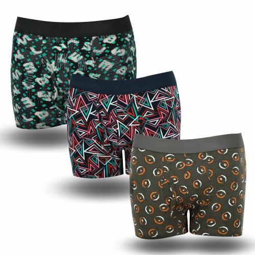 Buy Bhondubagus Men Printed Front Open Cotton Trunk Pack Of 3 L 90cm ...