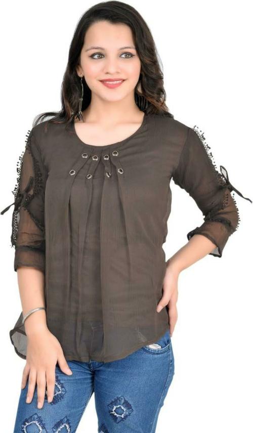 Buy Fikroo Girls Brown Solid Cotton Blend Top 12 - 13 Y Online at Best ...