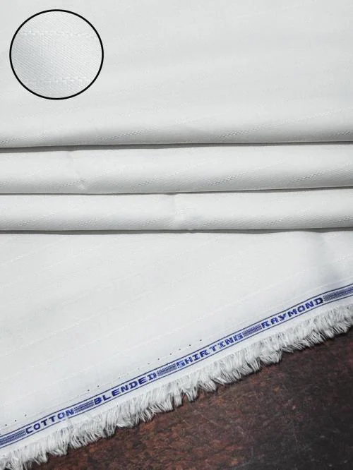 Buy Raymond Self Design Cotton Blended White Shirt Fabric in Box ...