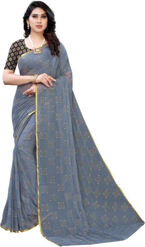 Buy LADYMINT Women Grey Printed Chiffon Women'S Sarees Online at Best Prices in India - JioMart.