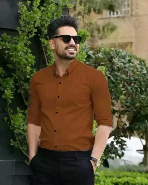 Buy AJ Brothers Men Brown Solid Lycra Blend Regular Fit Formal Shirt (M ...