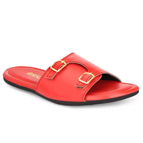 Buy Arics Man Made Leather Slides for Men (Red) Online at Best Prices ...