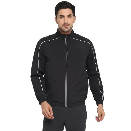 Buy Full Sleeves Regular Fit Nylon Black Solid Sports Wind Cheater for ...