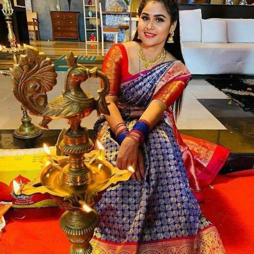 Buy JIADI WORLD Women Light Blue Jacquard, Pure Silk Woven Zari ...