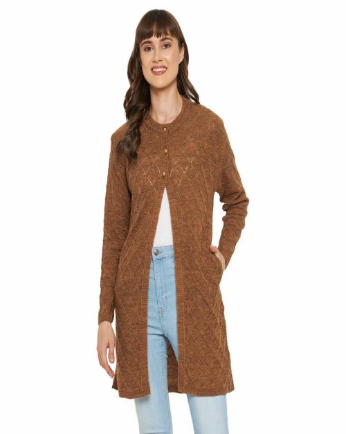 Buy CLAPTON Casual Acrylic Blend Round Neck Full Sleeve Button Long ...