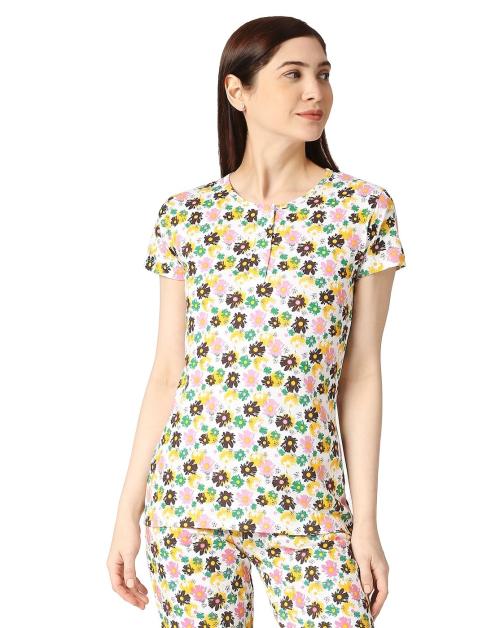 Buy Zebu women's all over print top with neck open (Pack of 1) Online ...