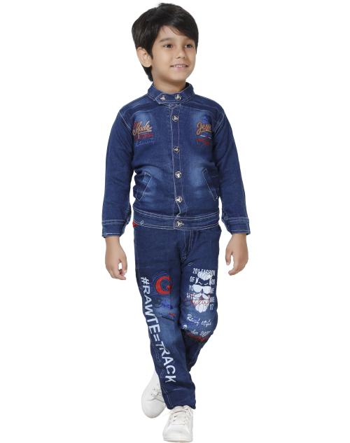 Buy Dkgf Fashion Boys Red Printed Cotton Blend Set T-shirt Jeans Online ...