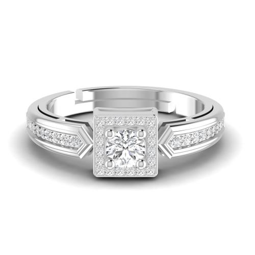 Buy FIERY FLAIR Square Split Round Cut Women's 925 Silver Ring Online ...